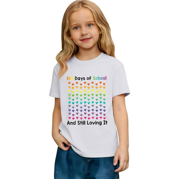 Huowey Girls Fashion Happy 100Th Day Of School Shirts Letter Print ...