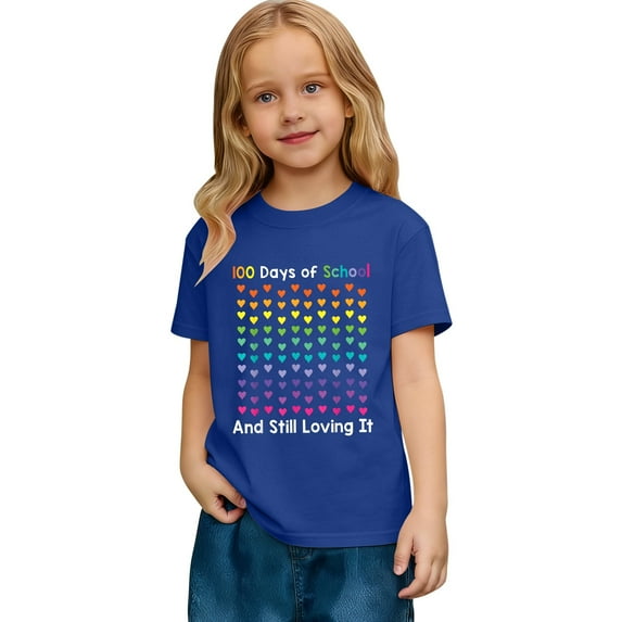 Huowey Girls Fashion Happy 100Th Day Of School Shirts Letter Print ...
