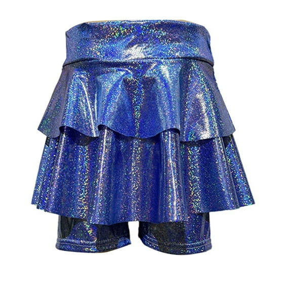 Huowey Girls Glitter Tiered Mini Skirts Sequin Tiered Ruffle Hem High ...