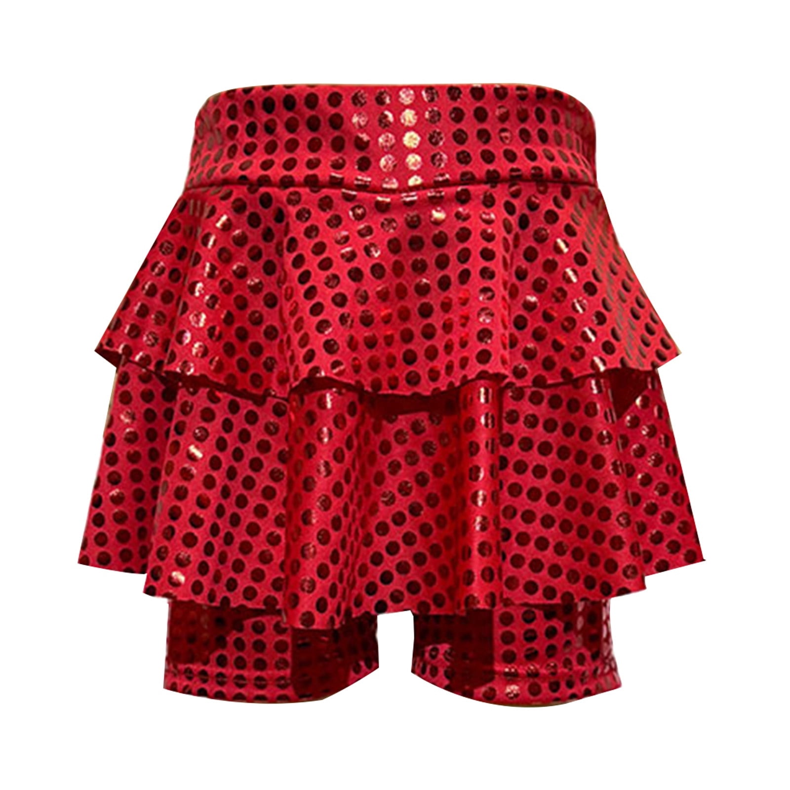 Huowey Girls Glitter Tiered Mini Skirts Sequin Tiered Ruffle Hem High ...