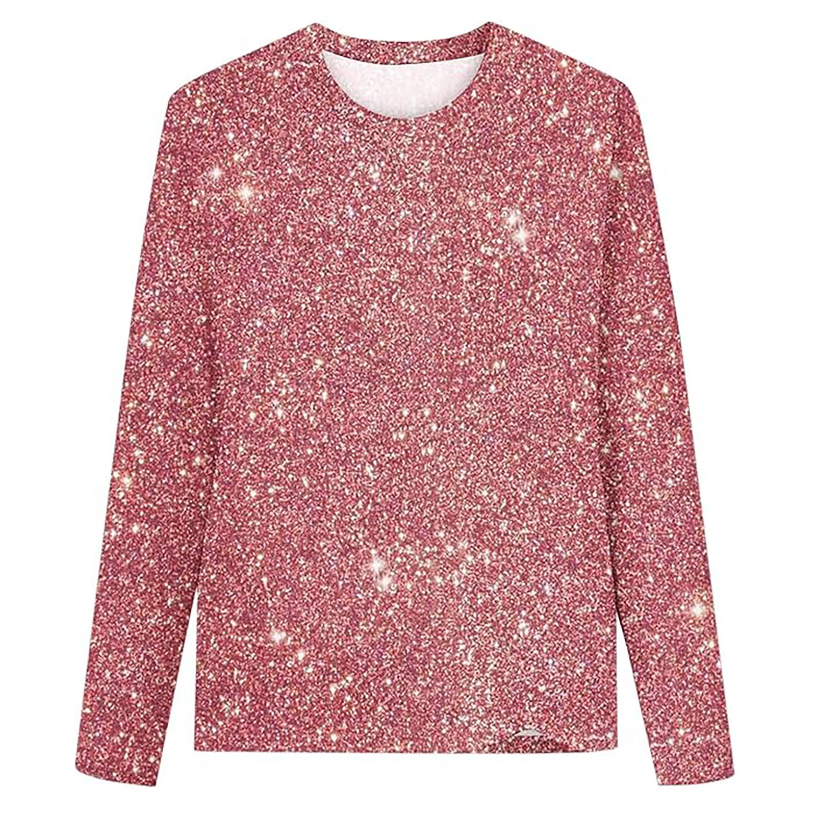 Huowey Girls Long Sleeve Shirts Sequin Printed Losse Fit Round Sparkly ...