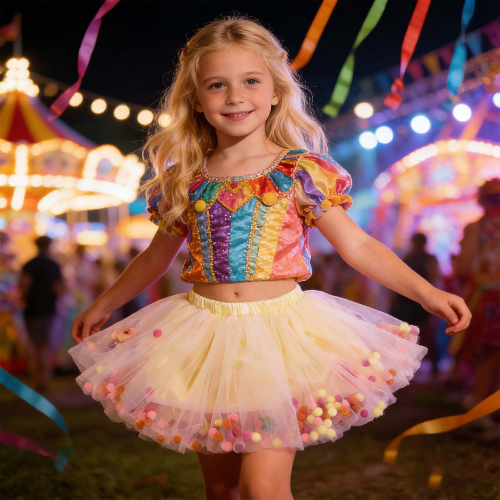 Huowey Girls Tutu Skirt Heart Sequins Polka Dot Ruffles Cute Bow ...