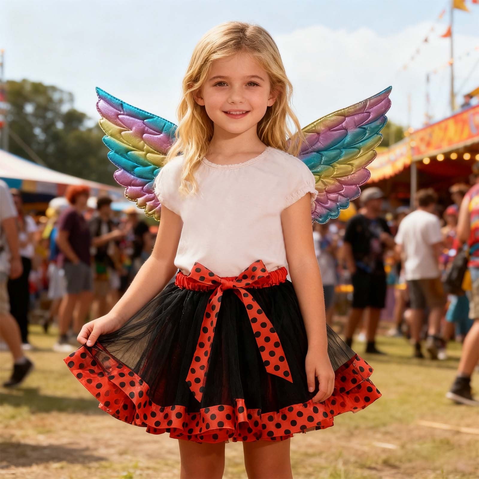 Huowey Girls Tutu Skirt Heart Sequins Polka Dot Ruffles Cute Bow ...
