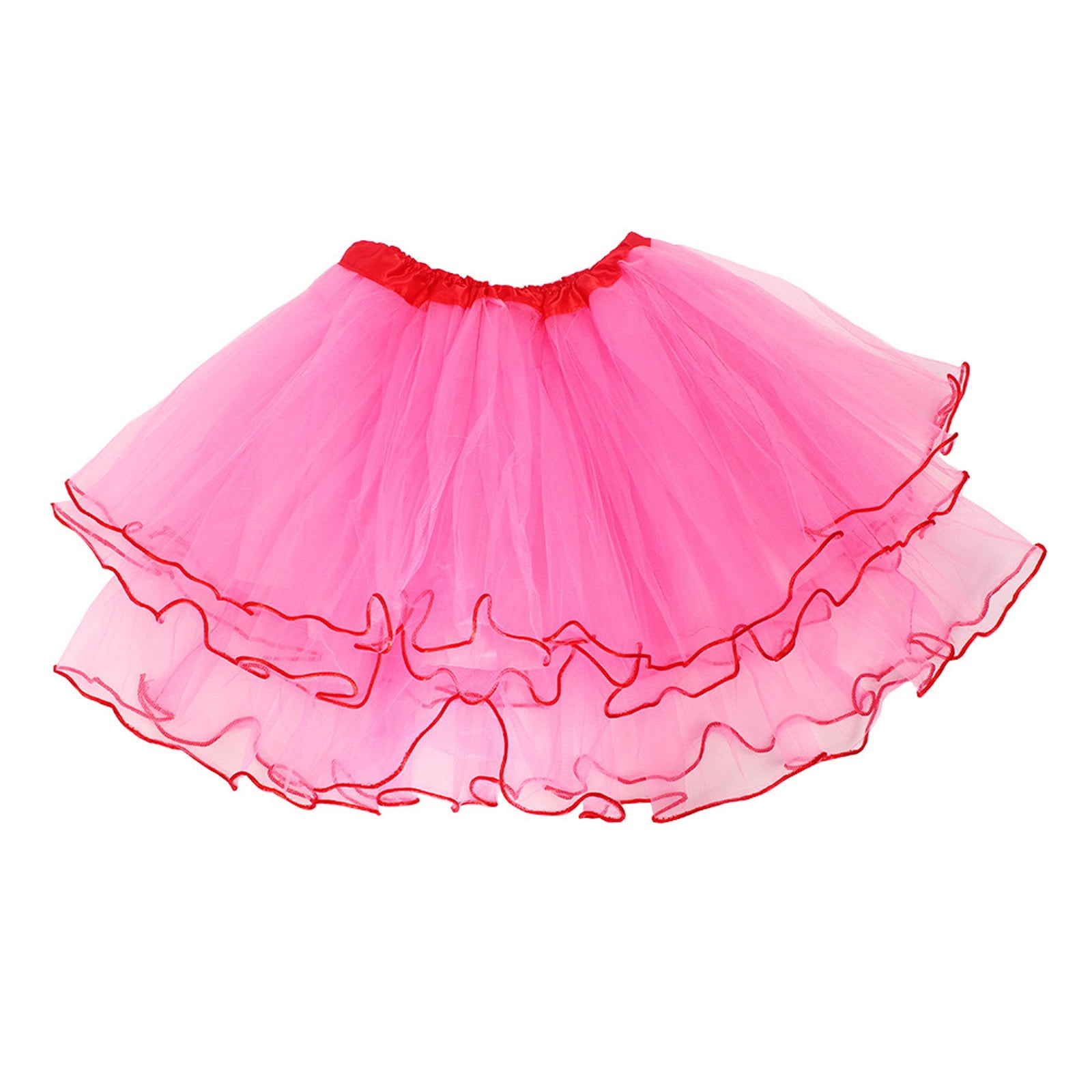 Huowey Girls Tutu Skirt Solid Color Elastic Waist Layered Mesh Tiered ...