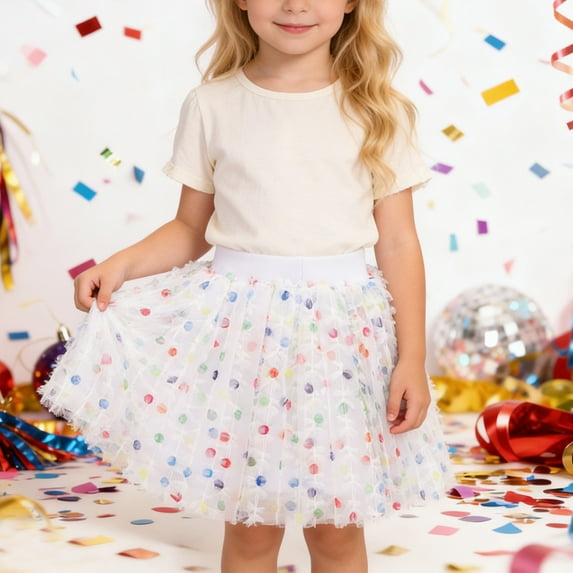 Huowey Kids Girls Dance Tutu Skirt Sequins Layered Short High Waist ...