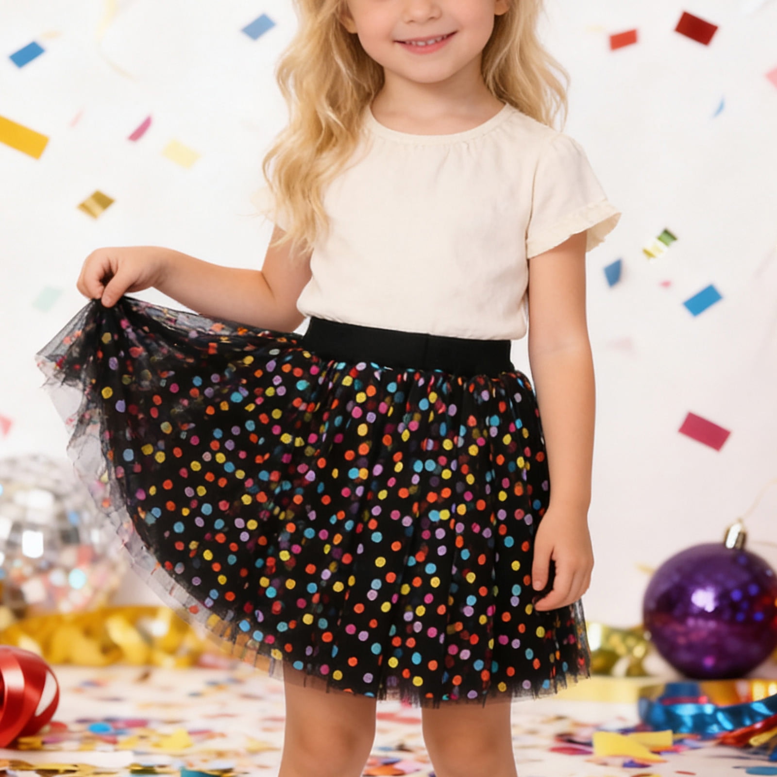 Huowey Kids Girls Dance Tutu Skirt Sequins Layered Short High Waist ...