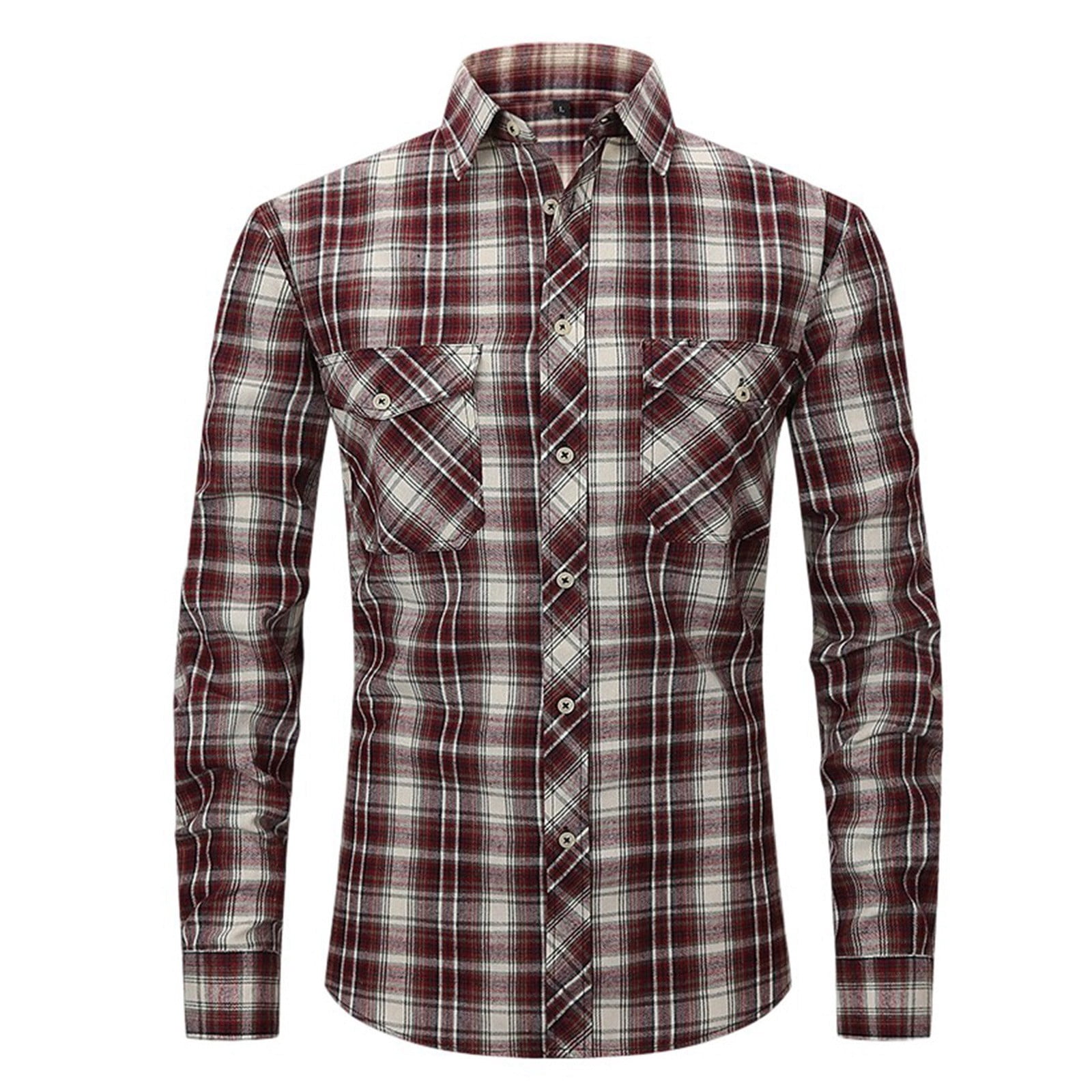 Huowey Men'S Shirts Button Down Plaid Shirt Casual Leisure Long Sleeve ...