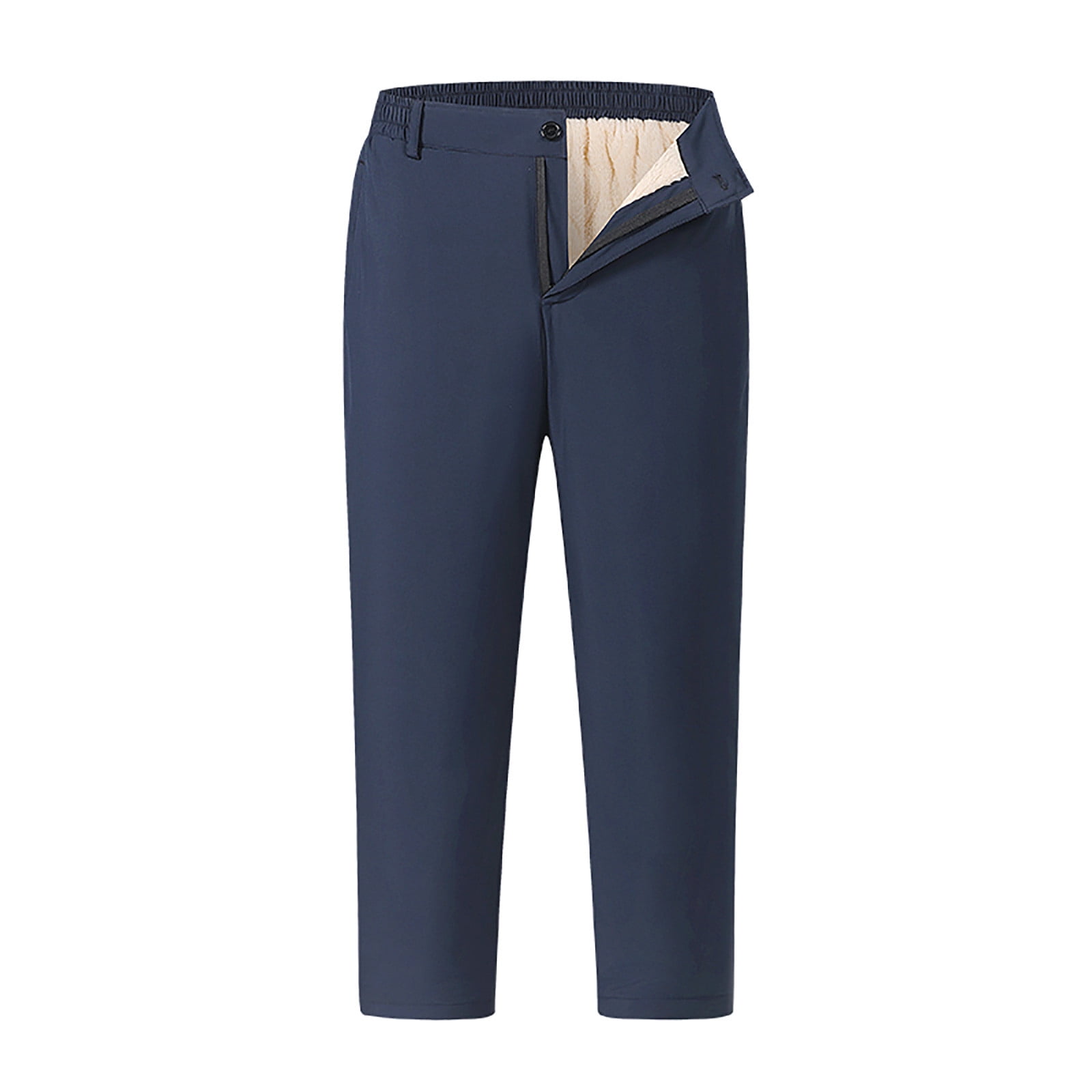Huowey Men'S Winter Golf Pants Thick Lined Solid Color High Waist ...