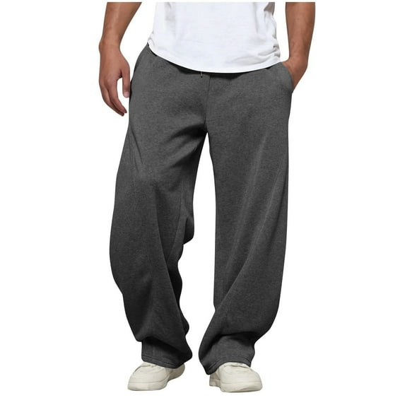 Huowey Mens Casual Sweatpants Loose Fit Straight Leg Solid Color Letter ...