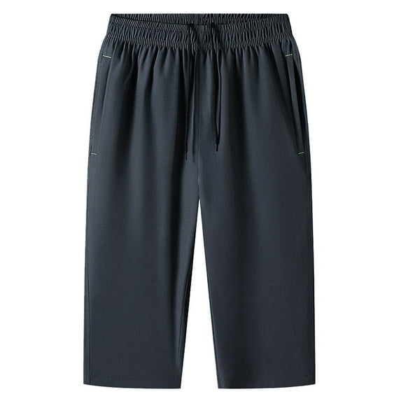 Huowey Mens Spring Summer Pants Breathable Wide Leg Calf Length ...