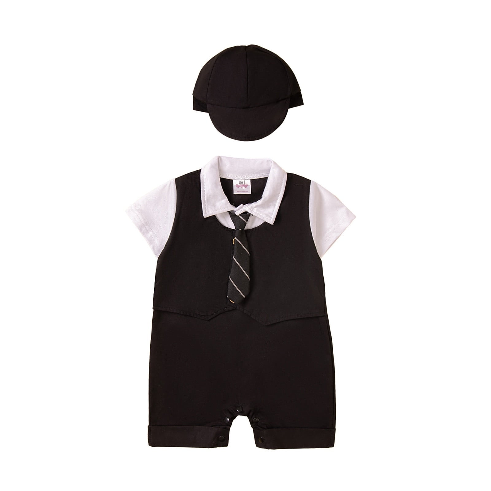 Huowey Baby Boy Gentleman White Shirt Bowtie Tuxedo 1PC Jumpsuit ...