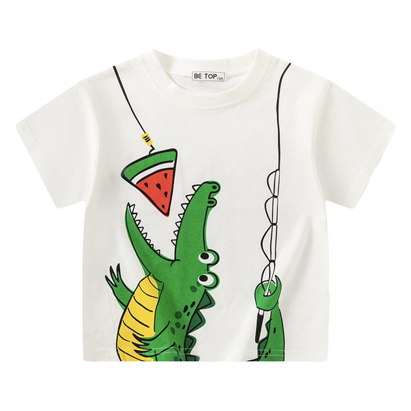 Huowey Shirts Boys Fashion Cartoon Dinosaur Print Round Neck Short ...
