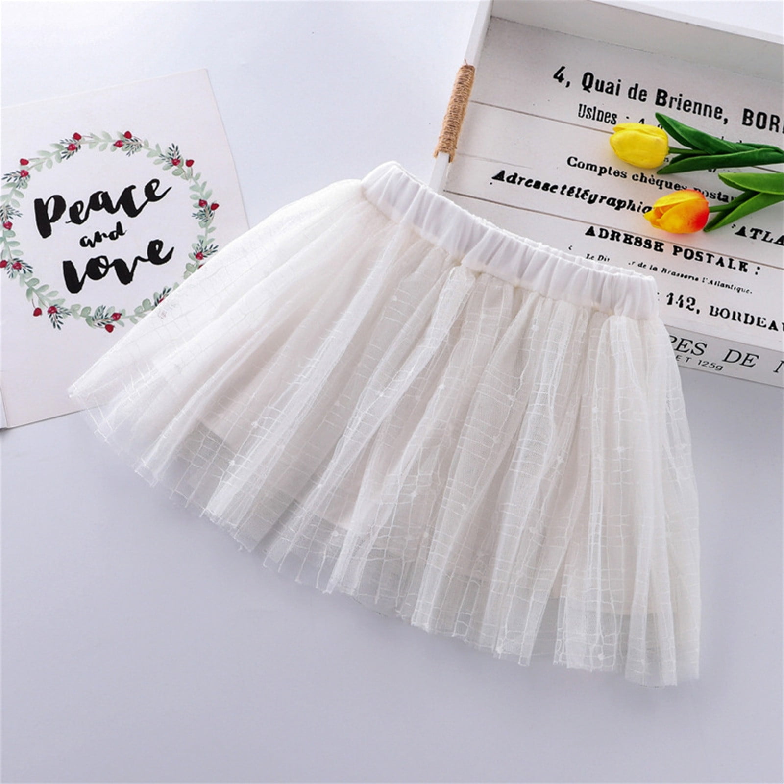 Huowey Toddle Embroidery Tulle Tutu Skirt Elastic Waist Layered Plaid ...