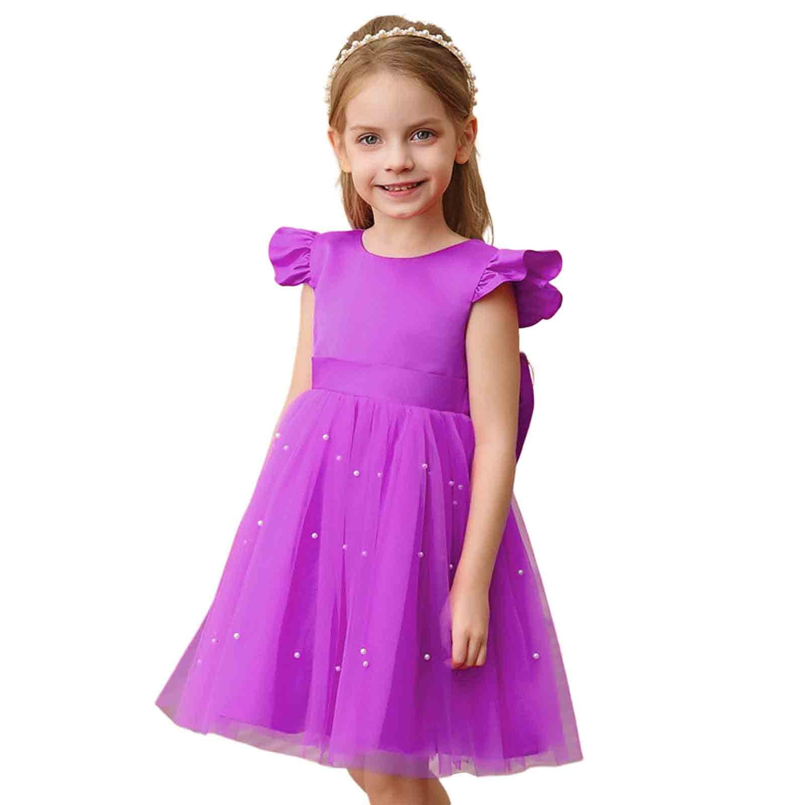Huowey Toddler Baby Children Little Girls Dresses V Neck Sequin Mesh ...