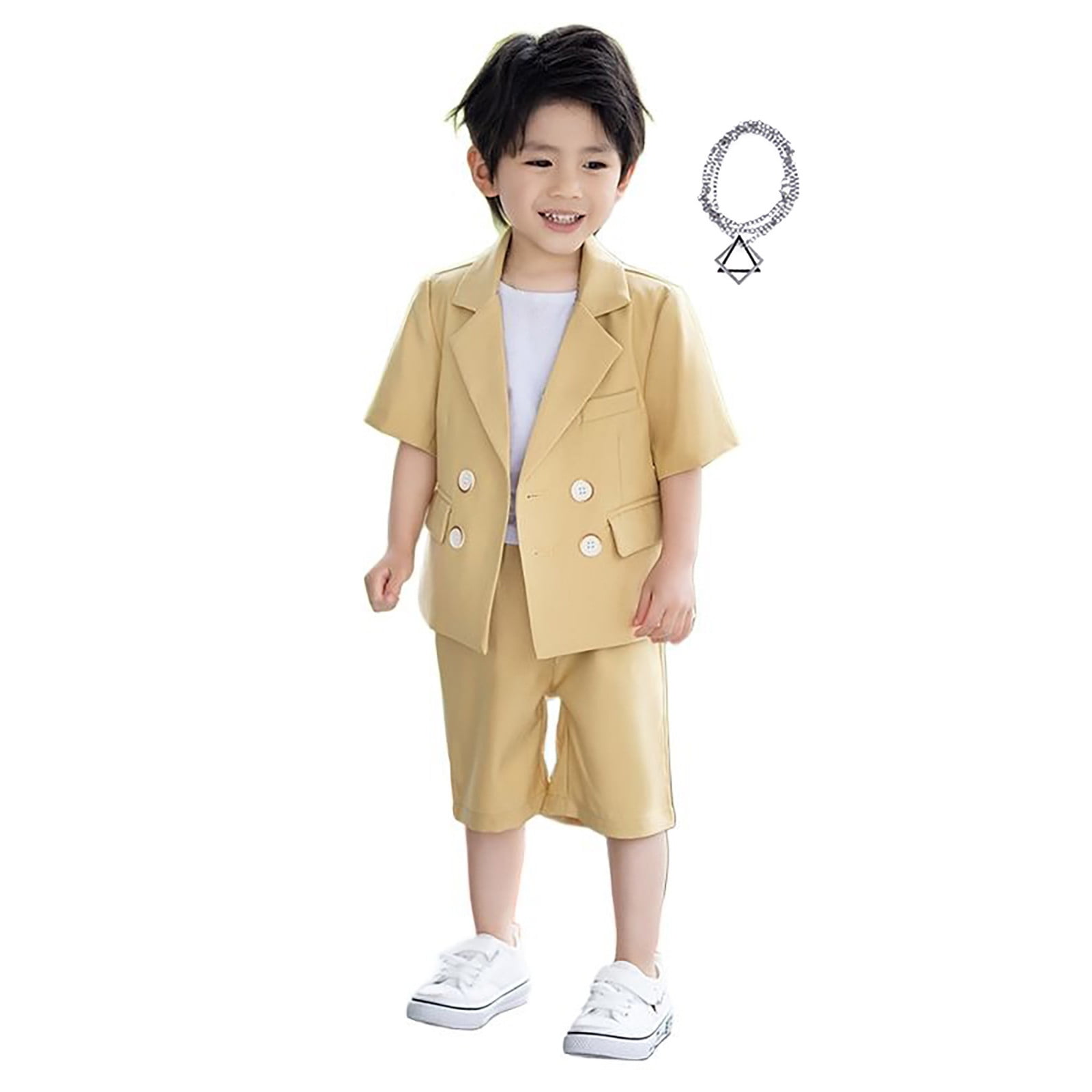 Huowey Toddler Boys Business Suits Short Sleeve Coat 3PCS Outfits ...