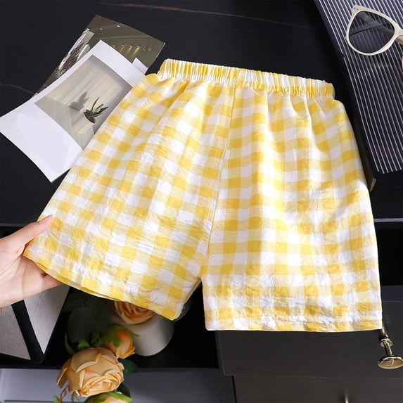 Huowey Toddler Girls Plaid Casual Shorts Elastic Waist Little Girls ...