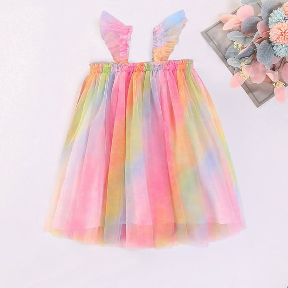 Huowey Toddler Girls Tutu Dresses Sleeveless Spaghetti Strap Floral ...