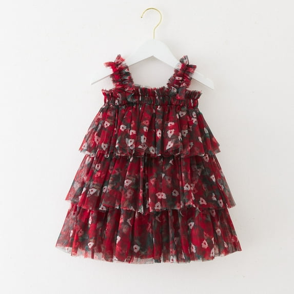 Huowey Toddler Girls Tutu Dresses Sleeveless Spaghetti Strap Tie Dye ...