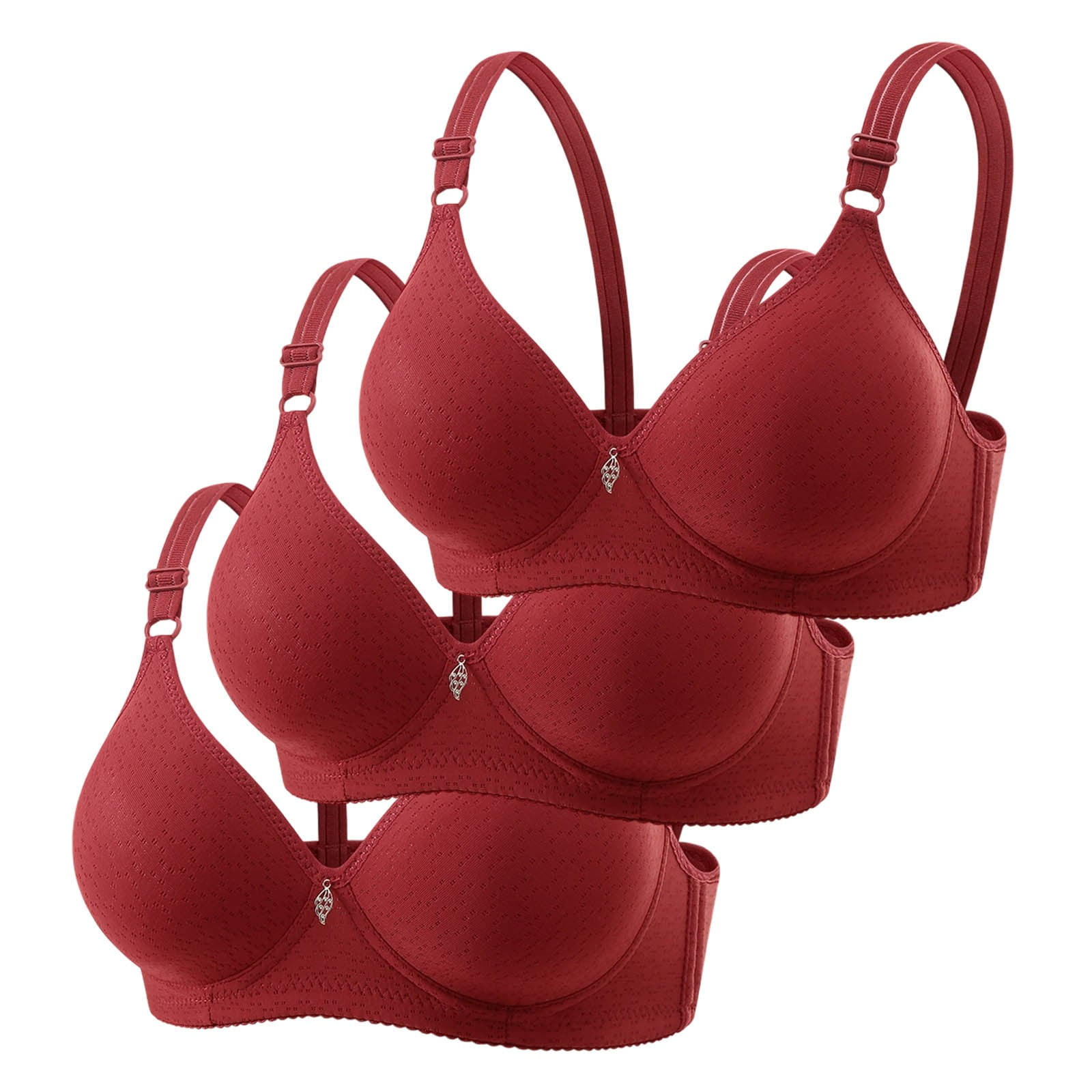 Huowey Wireless Bras For Women 3Pc Thin Seamless Adjustable Spaghetti ...