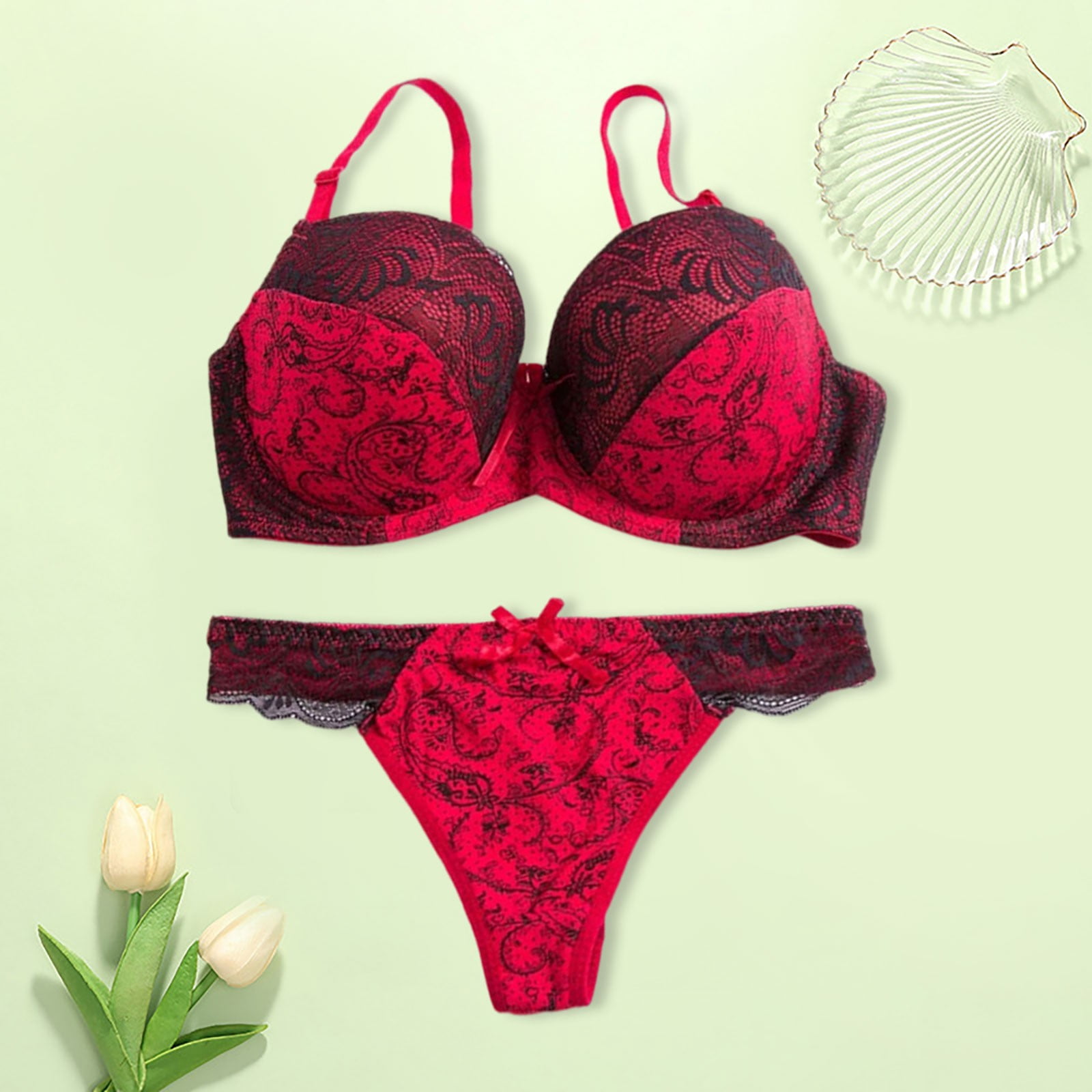 Huowey Wireless Bras For Women Lace Embroidery Color Block Patchwork ...