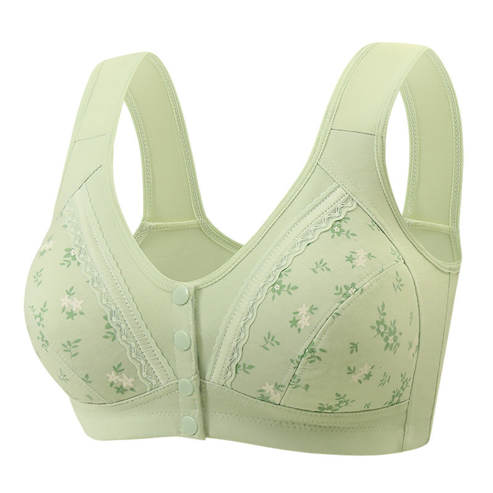 Huowey Women Bra Front Closure Button Solid Color Full Coverage ...