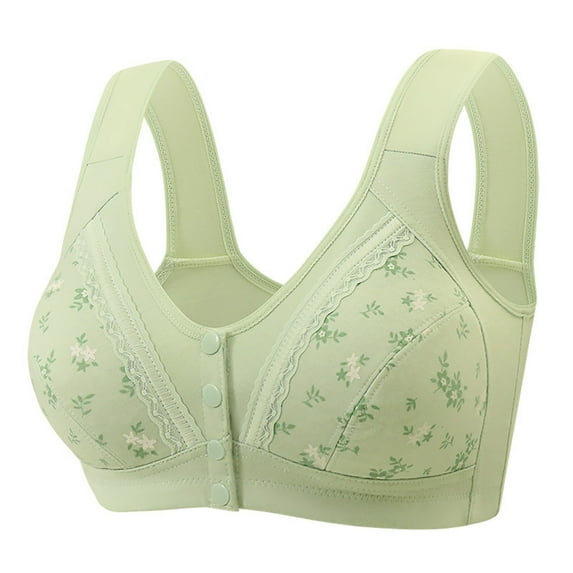 Huowey Women Bra Front Closure Button Solid Color Full Coverage ...