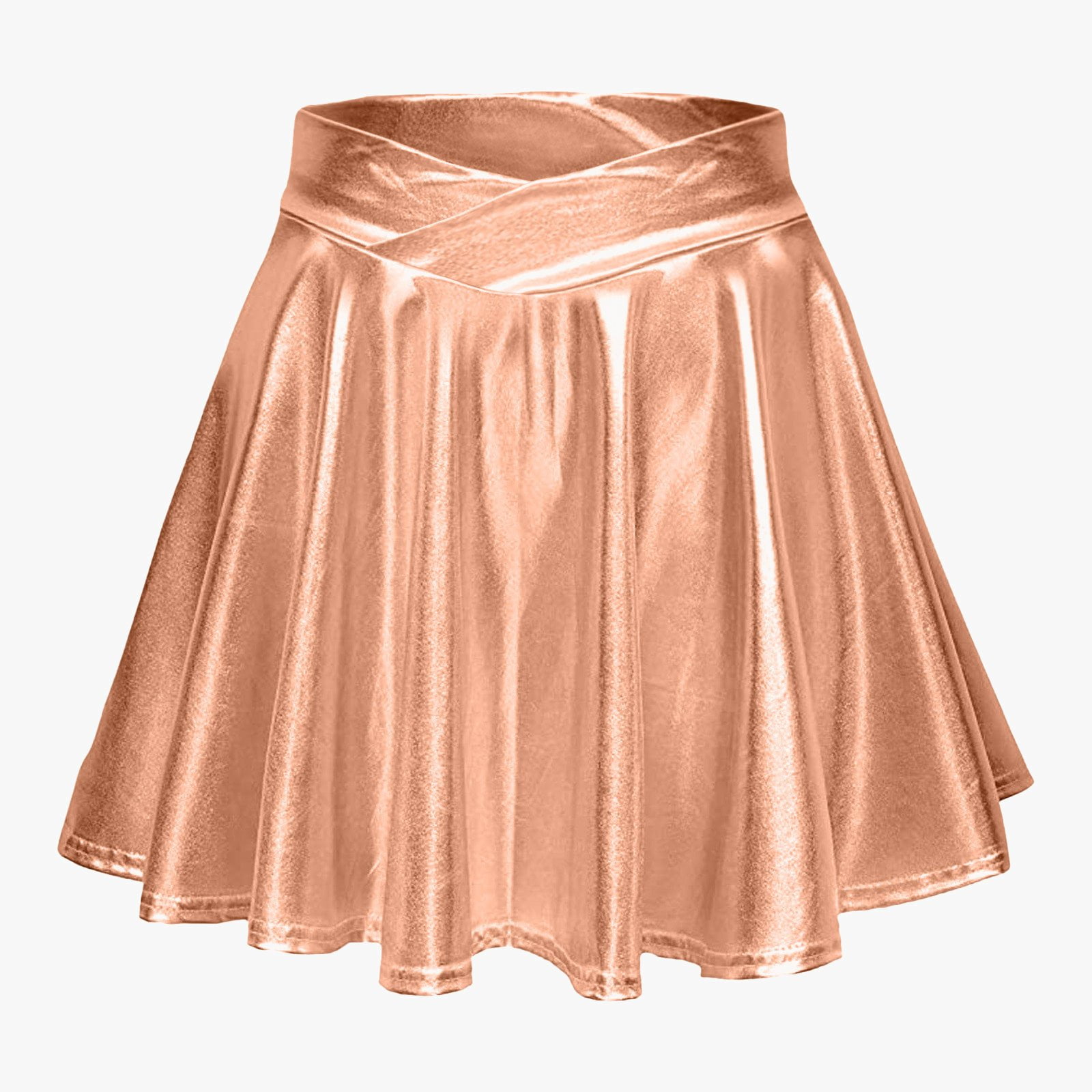 Huowey Women'S Fashion Leather Pleated Skirts High Waist Solid Color ...
