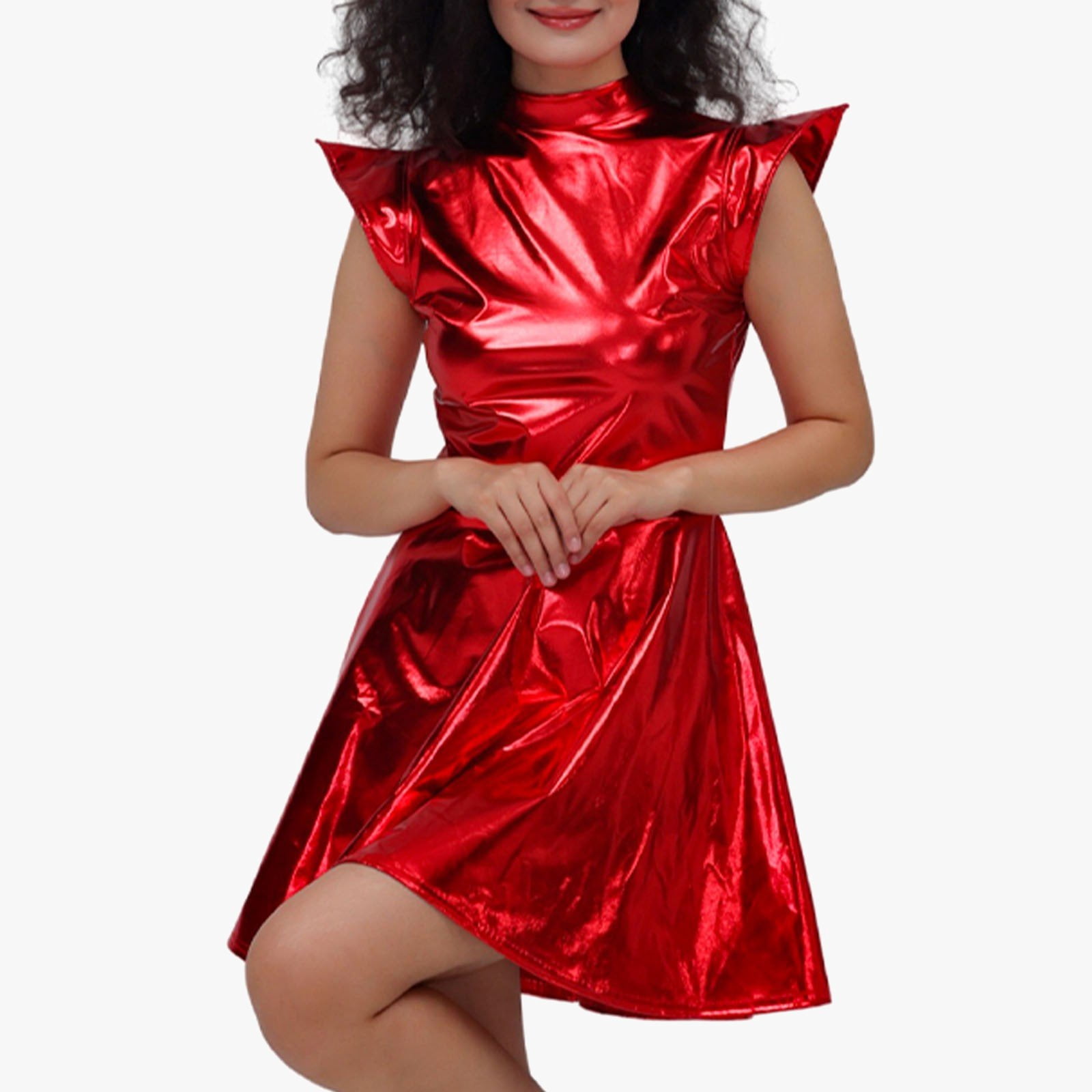 Huowey Women'S Sequin Dress Leather Fly Sleeveless Solid Solid Color ...