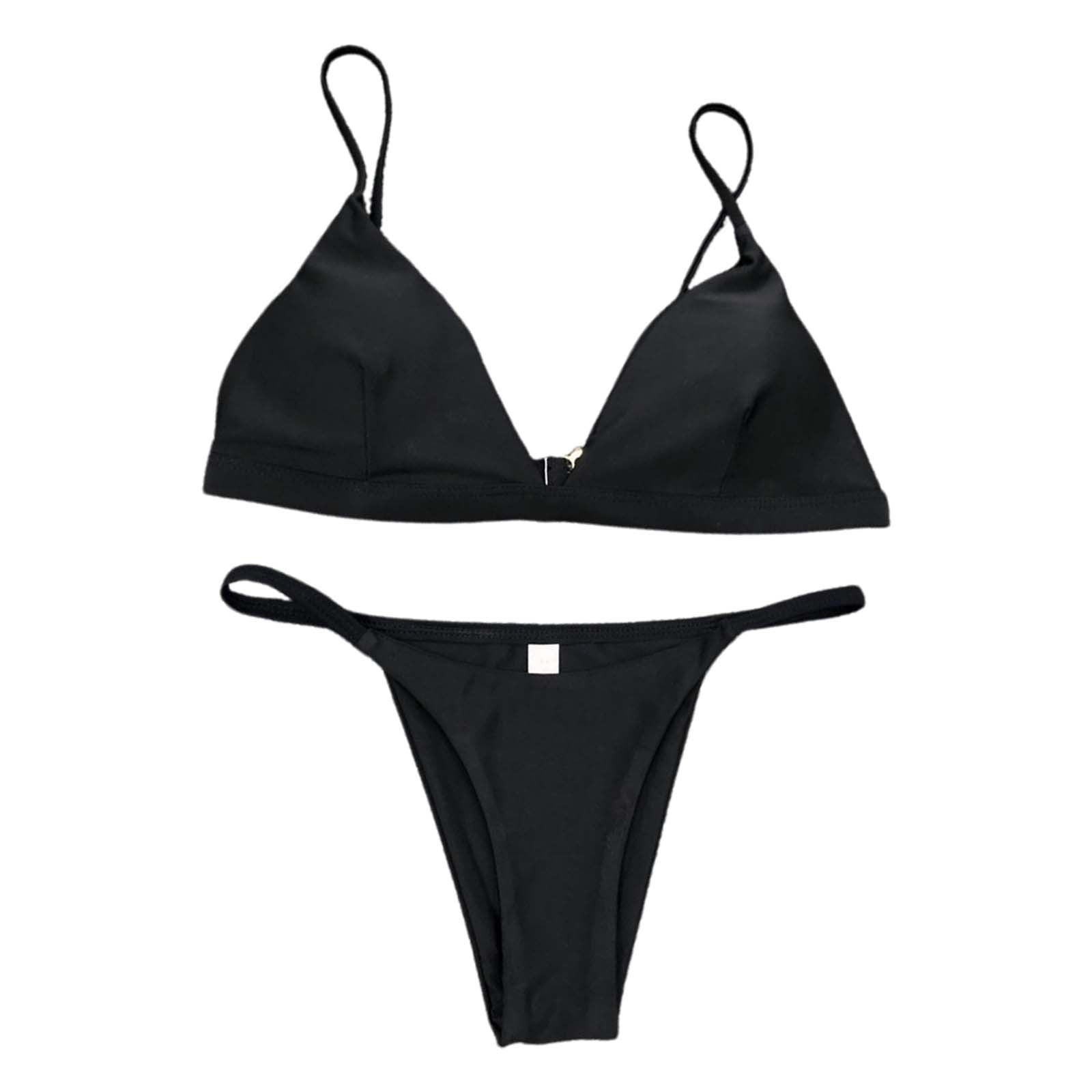 Huowey Women Solid Color Swimwear 2PCS Bathing Suit High Waist Swimsuit ...