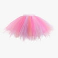 Huowey Women Tutu Mini Skirt Elastic Waist Pleated Mesh Rainbow Ruffles ...