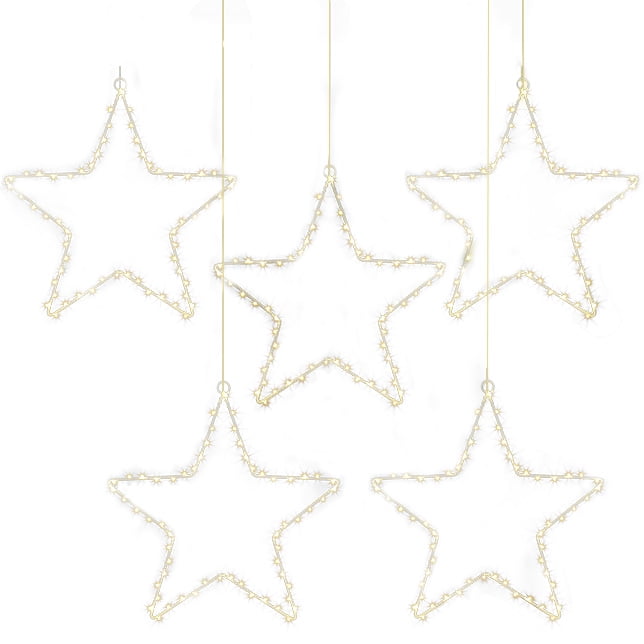 Hupicker 5PCS Christmas Window Star Lights, Hanging 60LED Twinkle Star ...