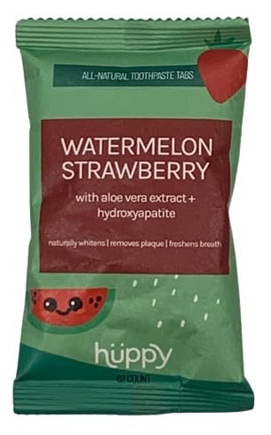 Huppy Toothpaste Tablets, Watermelon RRF12 Strawberry, 62 Count Refill ...