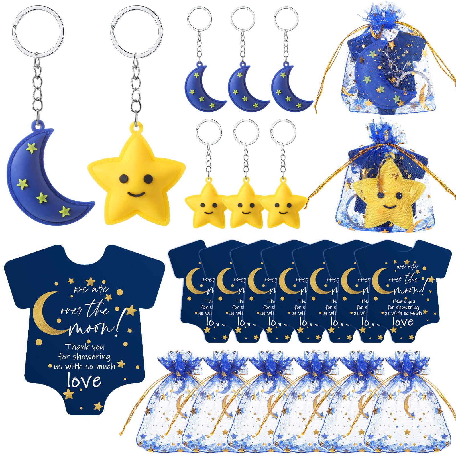 Huquary 150 Pcs Baby KEF16 Shower Party Favors Moon Star Keychains ...