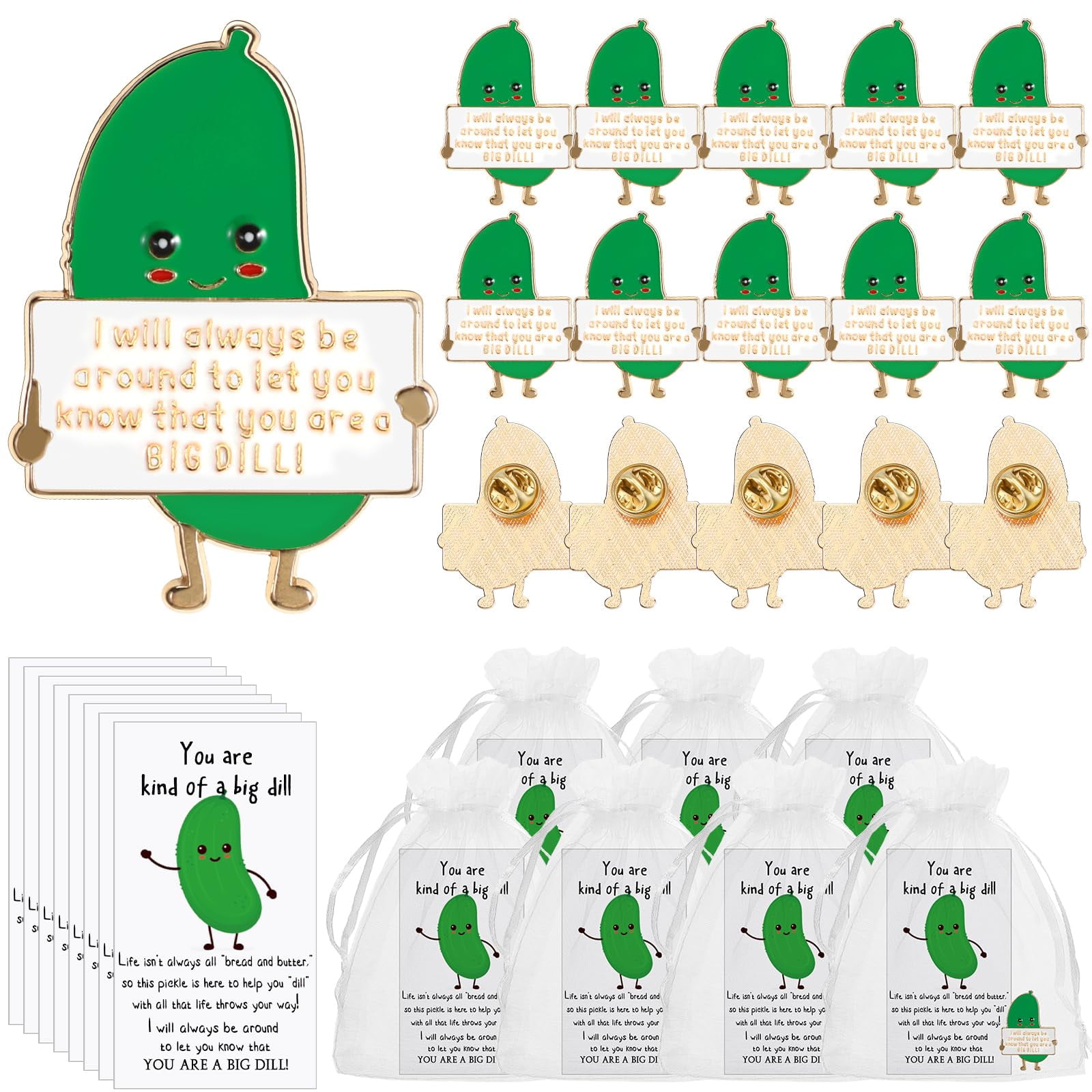 Huquary 24 Sets Positive Pickle Pin Gifts Encourage Emotional Support Pickle Ornament with ...