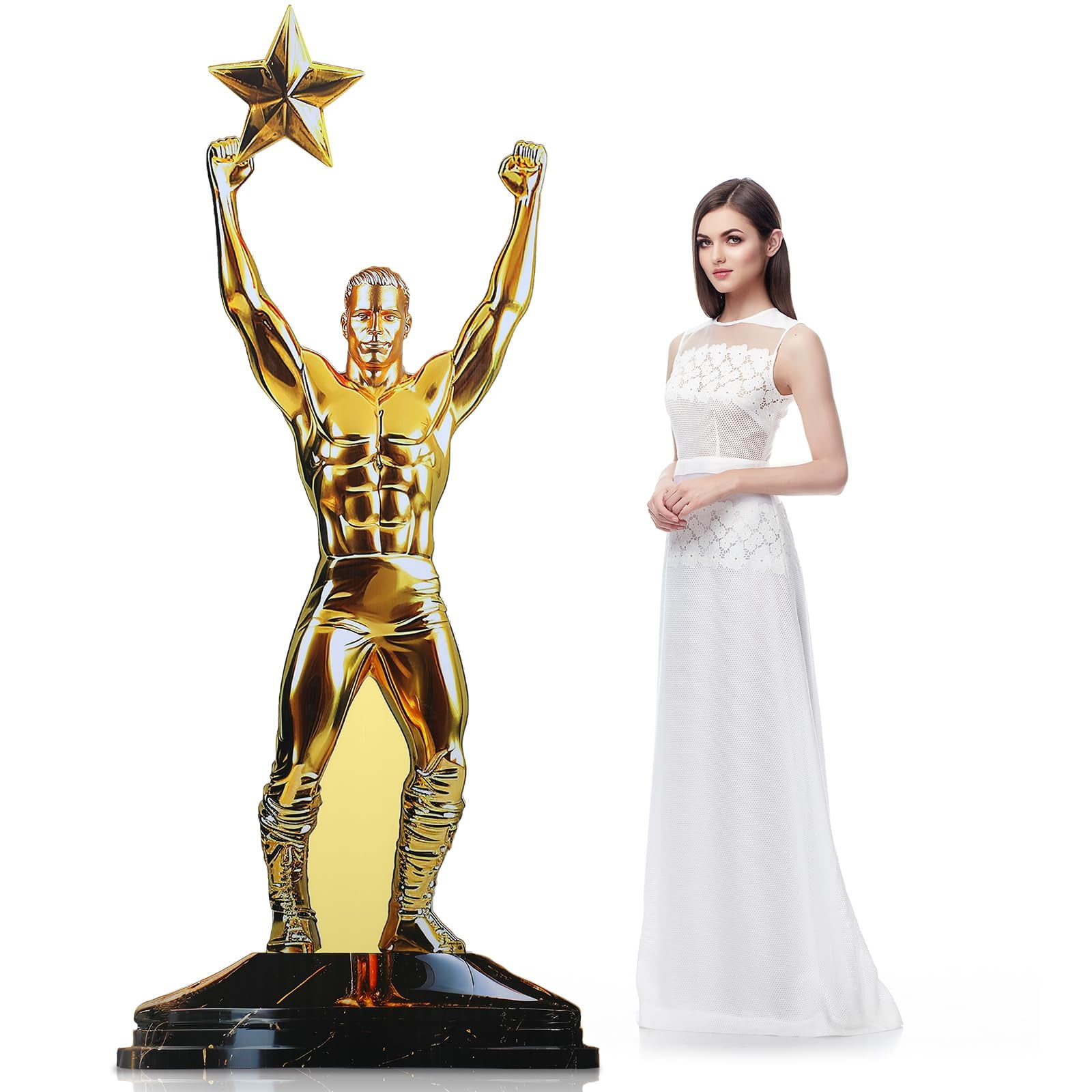 Huquary 6 ftTRDN Movie Night Party Decorations Gold Star Cardboard ...