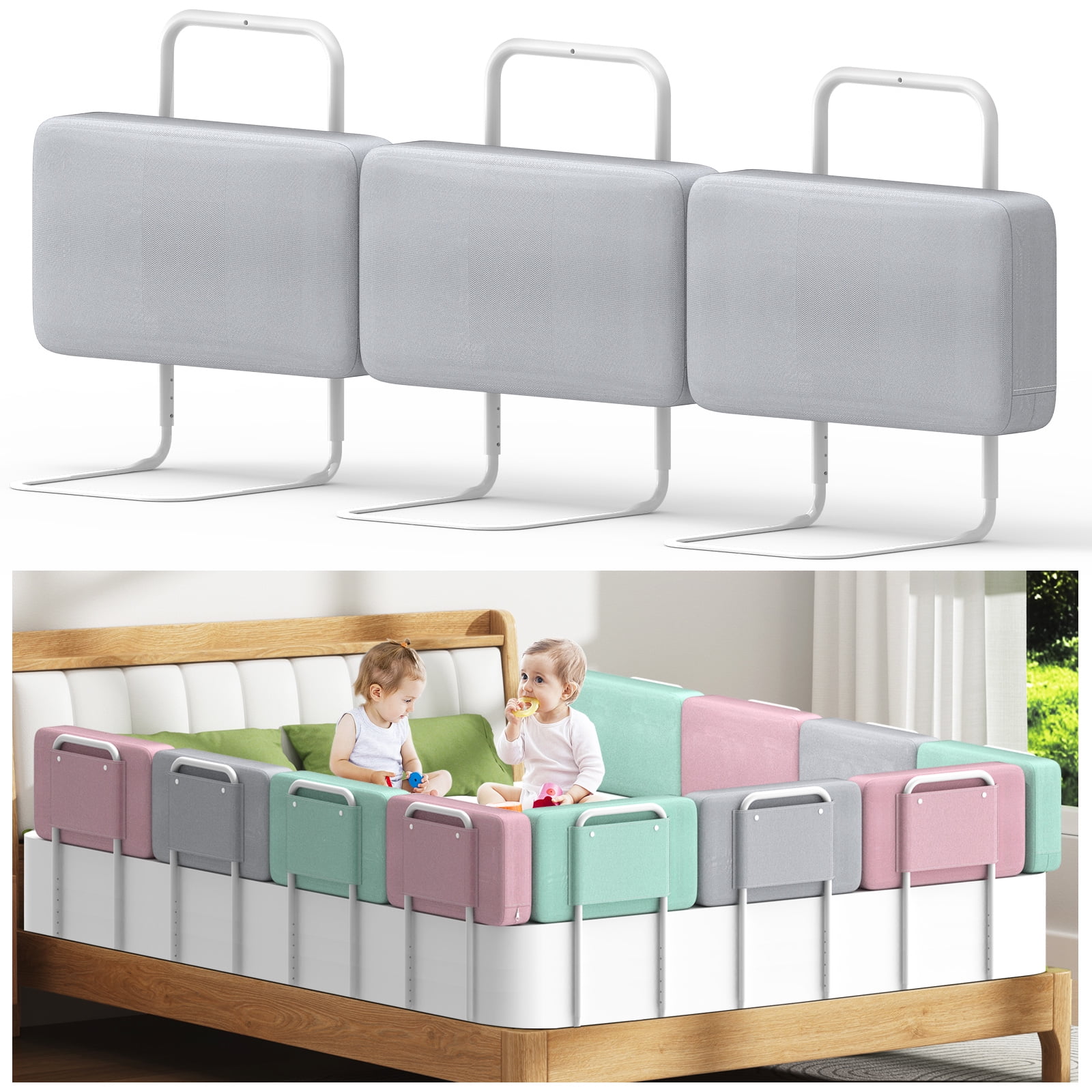 Huracan 19.7" Toddler Bed Rails Guard Foldable Portable Kids Bed Rail 5 ...