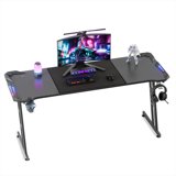 Huracan 63 inch Gaming Desk with LED Lights Z Shaped Gaming Table ...