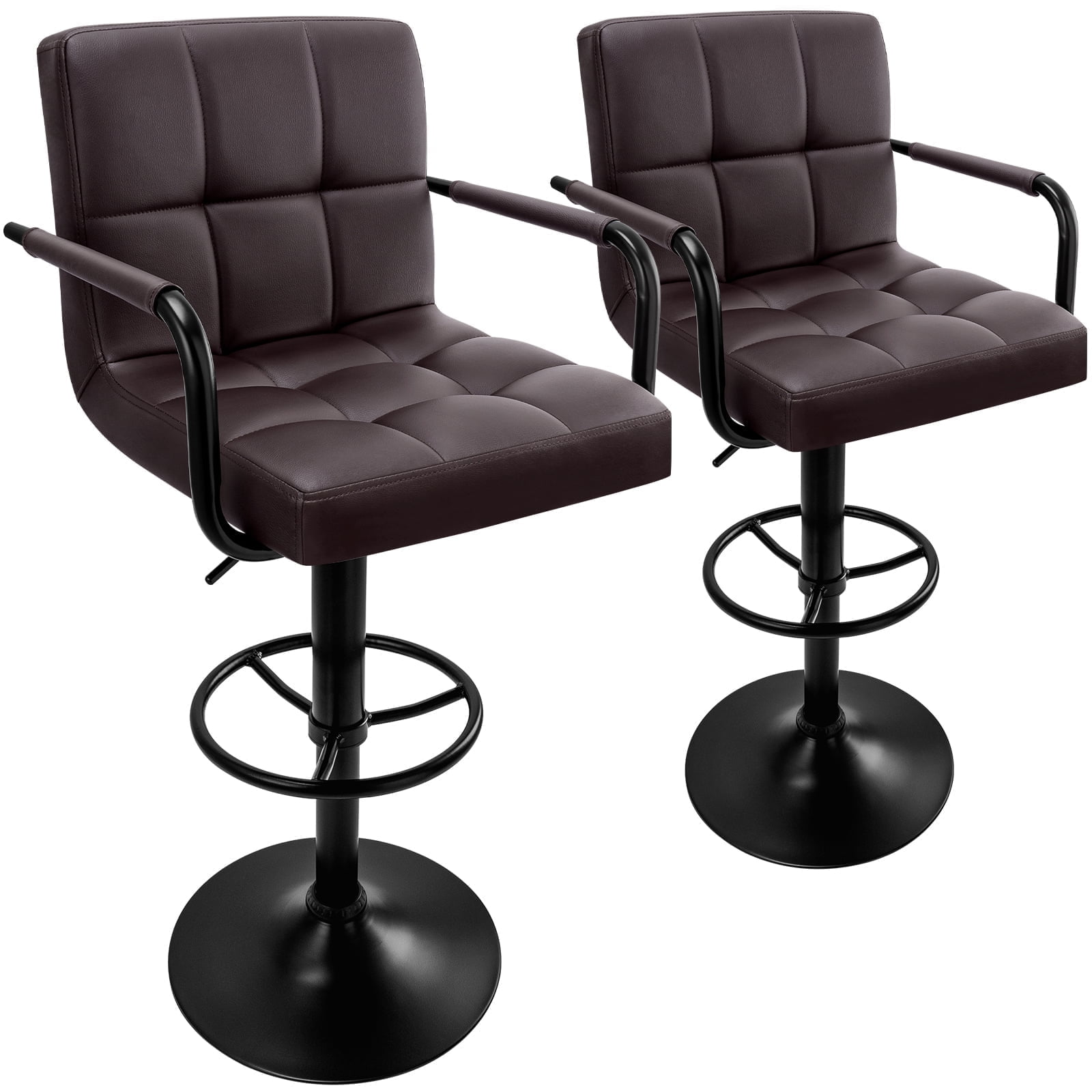 Luxvie Bar Stools Set of 2 with Back and Arms Swivel Bar Chairs Counter ...