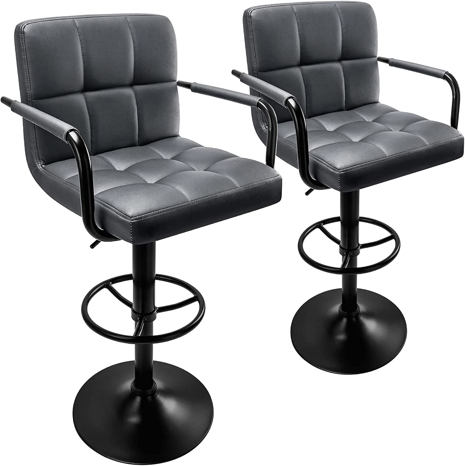 Huracan Bar Stools Set of 2 Bar Chairs with Arms Grey Bar Stool with ...