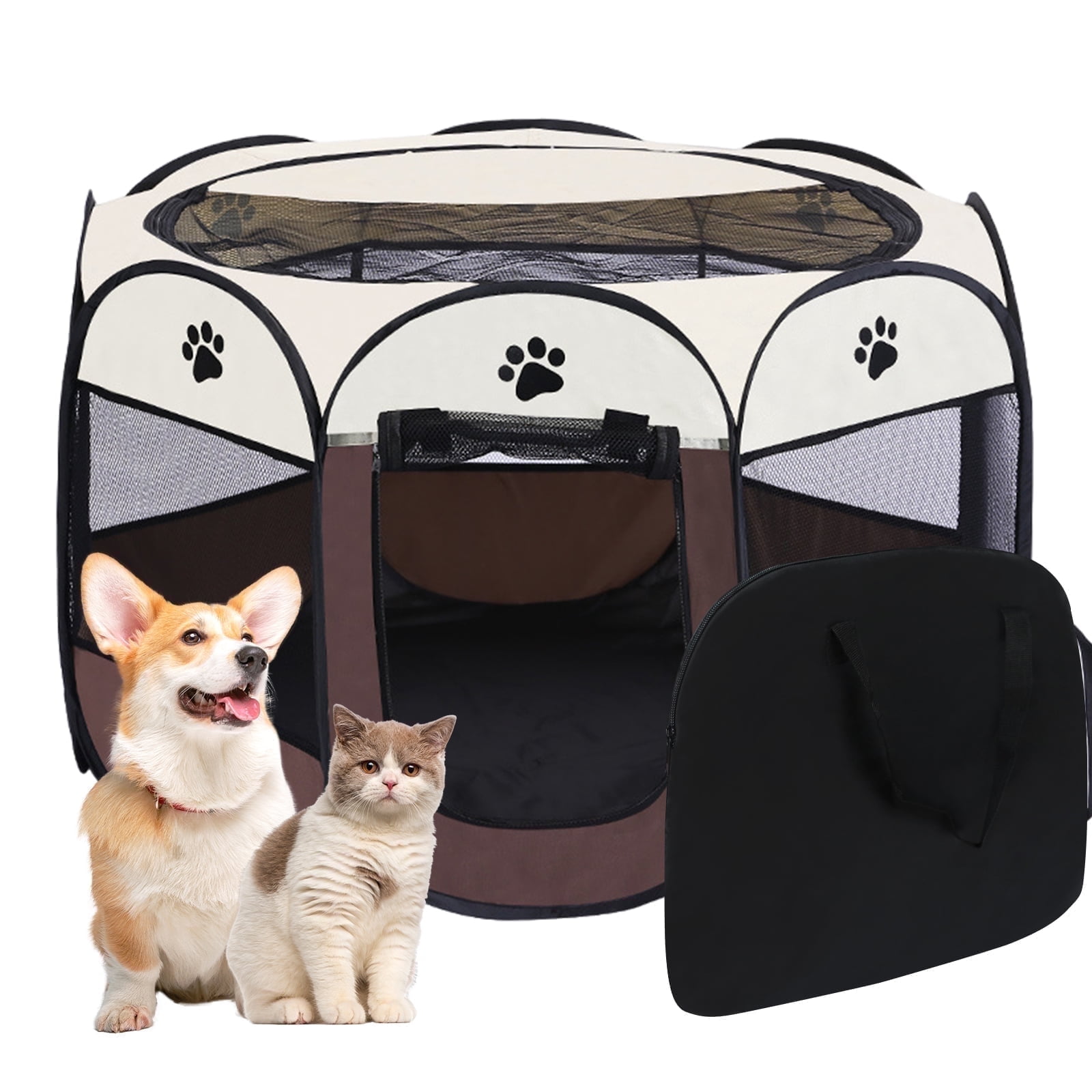 Huracan Foldable Pet Playpen 36" Large Dog Cat Playpen Portable Pet Exercise Tents for Dogs Cats ...