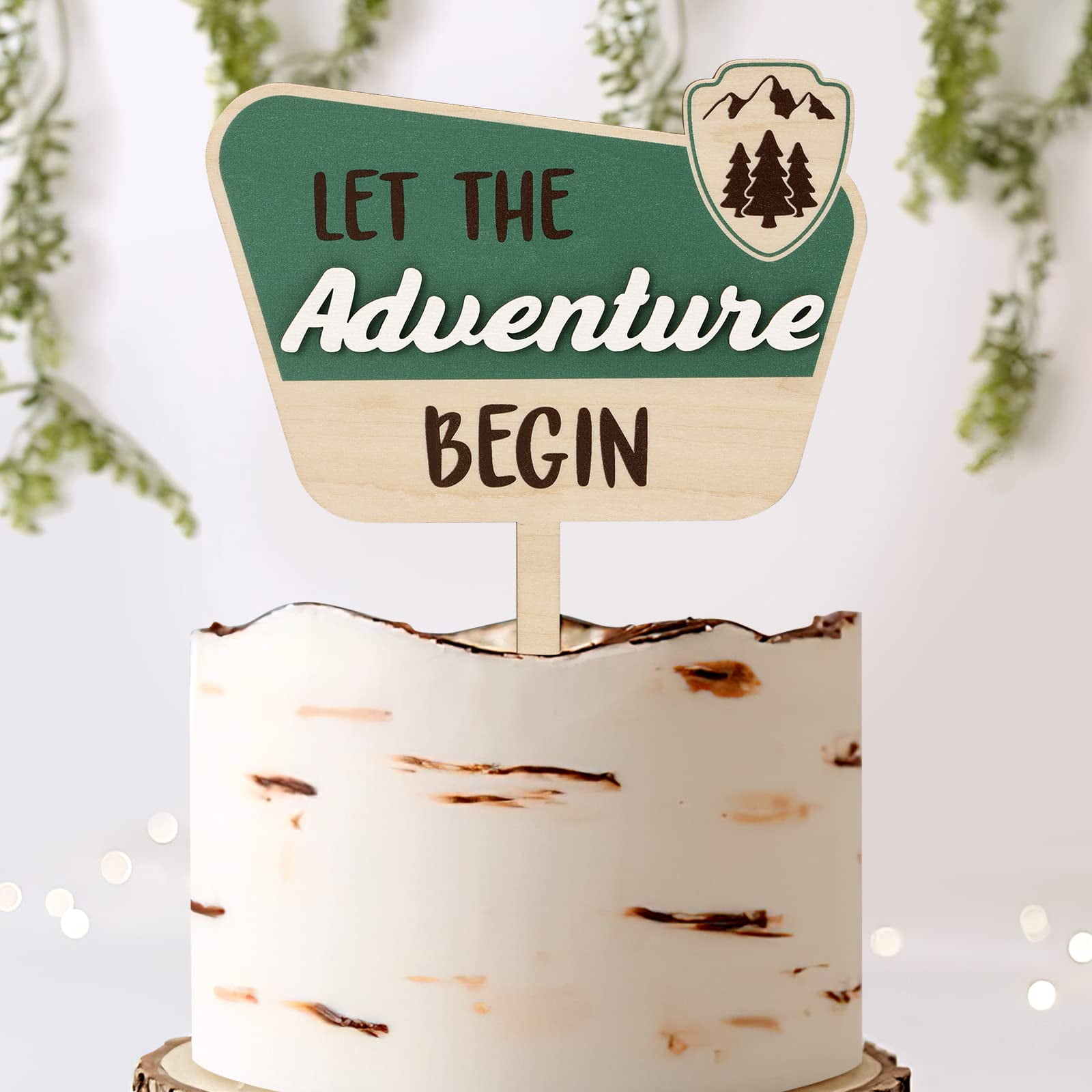 Huray Rayho National Park Cake Topper RST1 Let the Adventure Begin Wooden Cake Decoration for ...