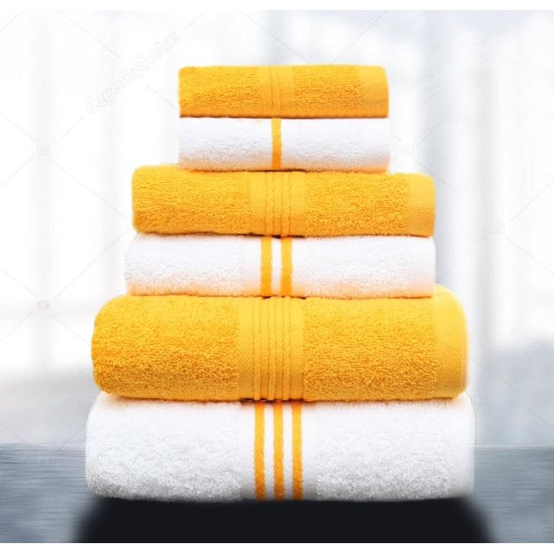 Hurbane Home 6 Pc Yellow Bath Towel Combo Set, 100% Cotton 600 GSM ...