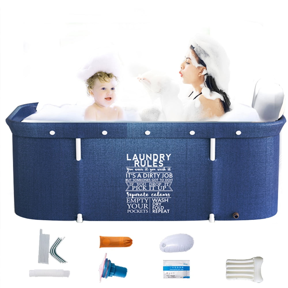 Hurber 47in Foldable Bathtub, Portable Thickened Insulation Soaking Tub ...