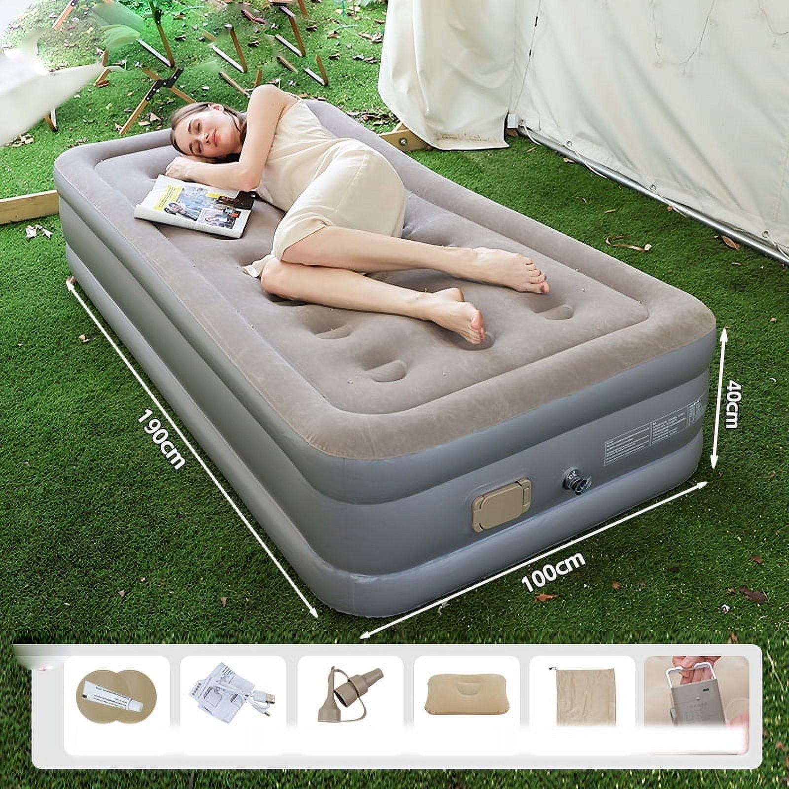 Hurber Air Mattress Queen with Built in Pump, Quick Inflation/Deflation ...