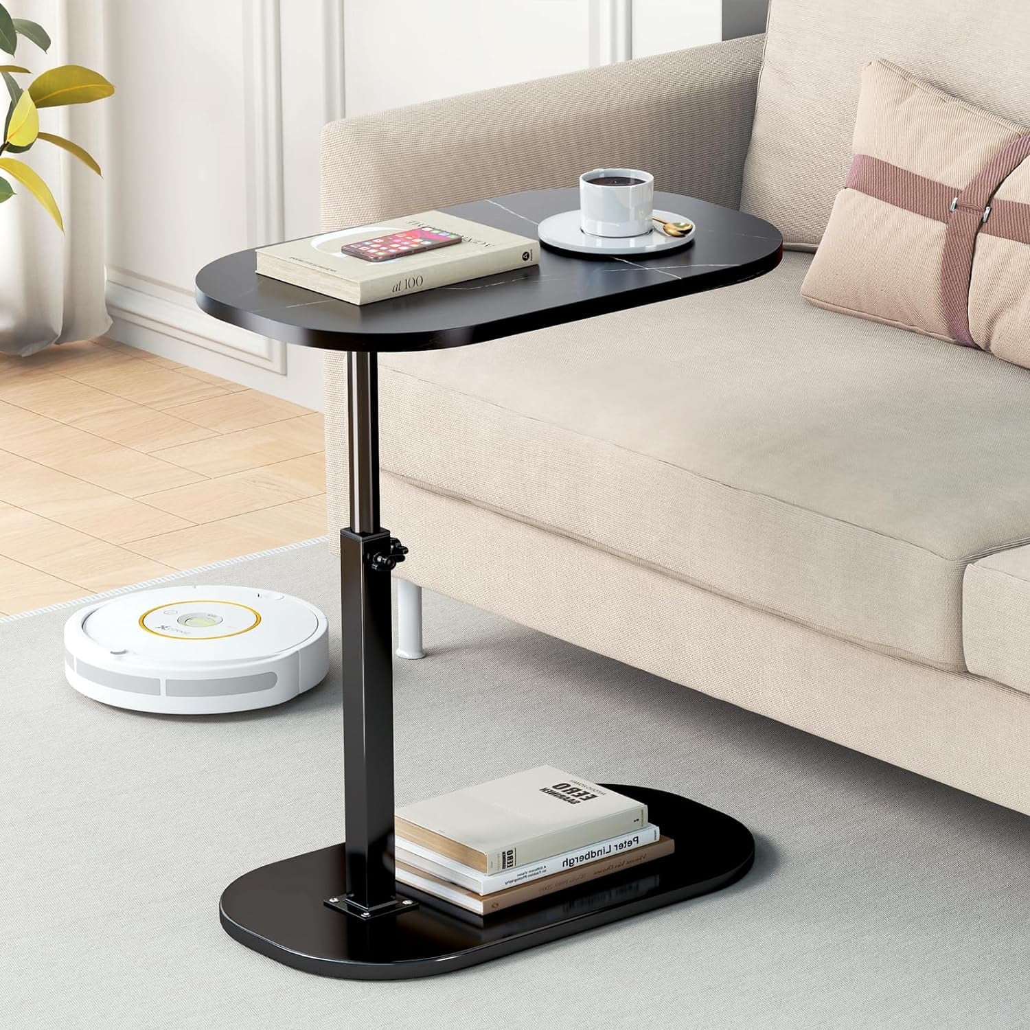 Hurber C Shaped Side Table, Adjustable Height Tea Table, Black - Walmart.com
