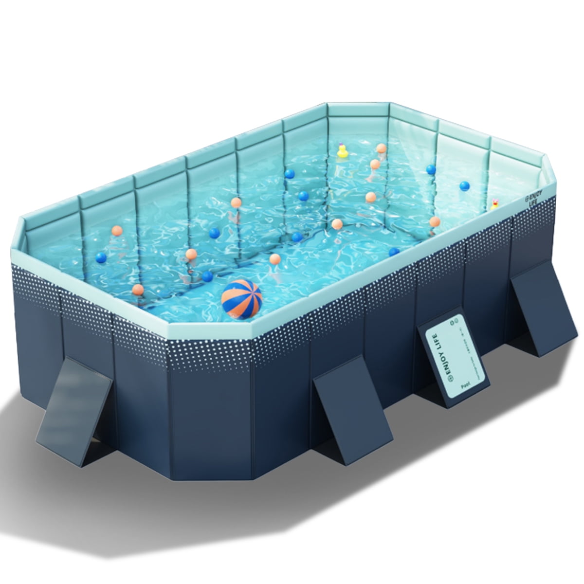 "Hurber Foldable Swimming Pool, Large Non-Inflatable Pool for Adults ...