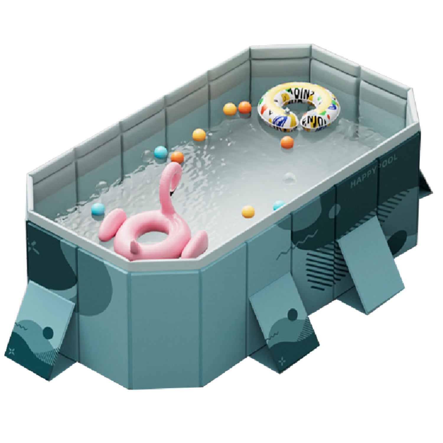 Hurber Foldable Swimming Pool, Large Non-inflatable Adults Kids Outdoor ...