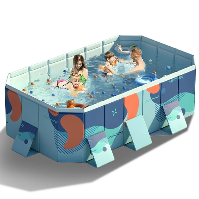 "Hurber Large Family Size Foldable Swimming Pool, Outdoor, Rectangle ...