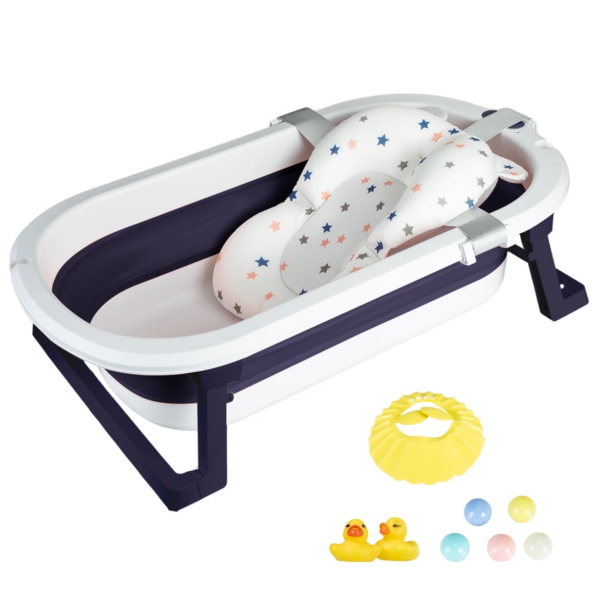 Hurbur Folding Baby Bath Tub, Shower Toddler, Anti-Slip, Blue w ...