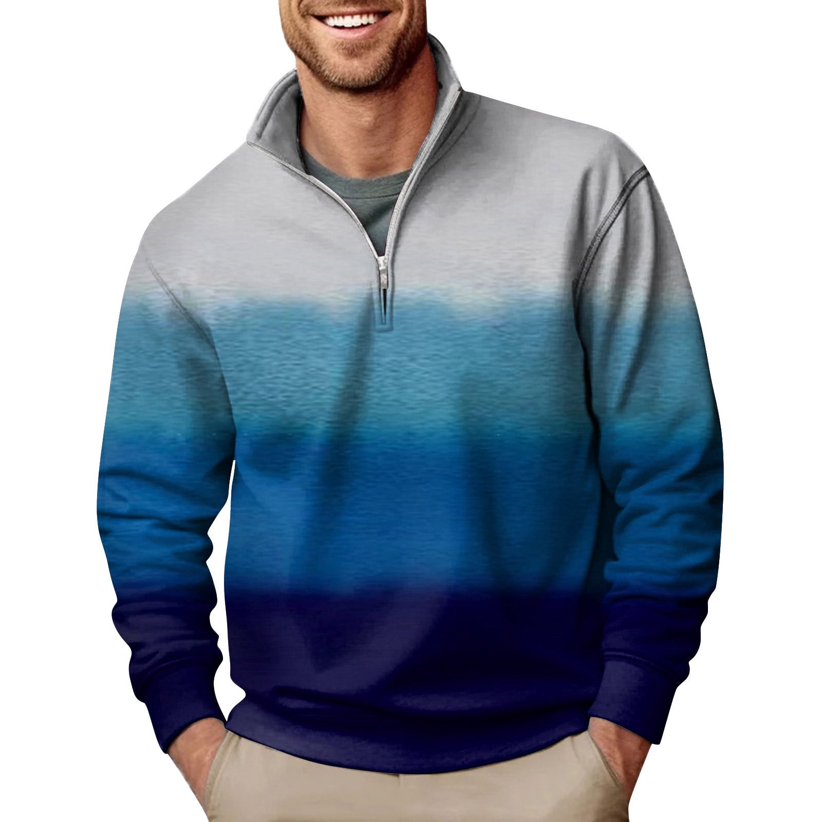 Huresd 1/4 Zip Up Fleece Pullover for Men Vintage Turtleneck Sweatshirt ...